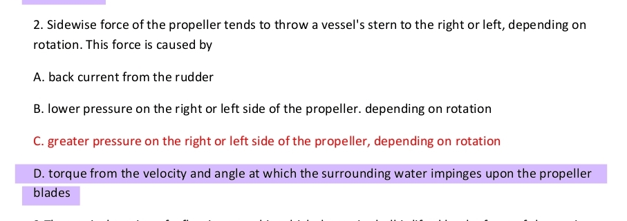 Solved 2. ﻿Sidewise force of the propeller tends to throw a | Chegg.com