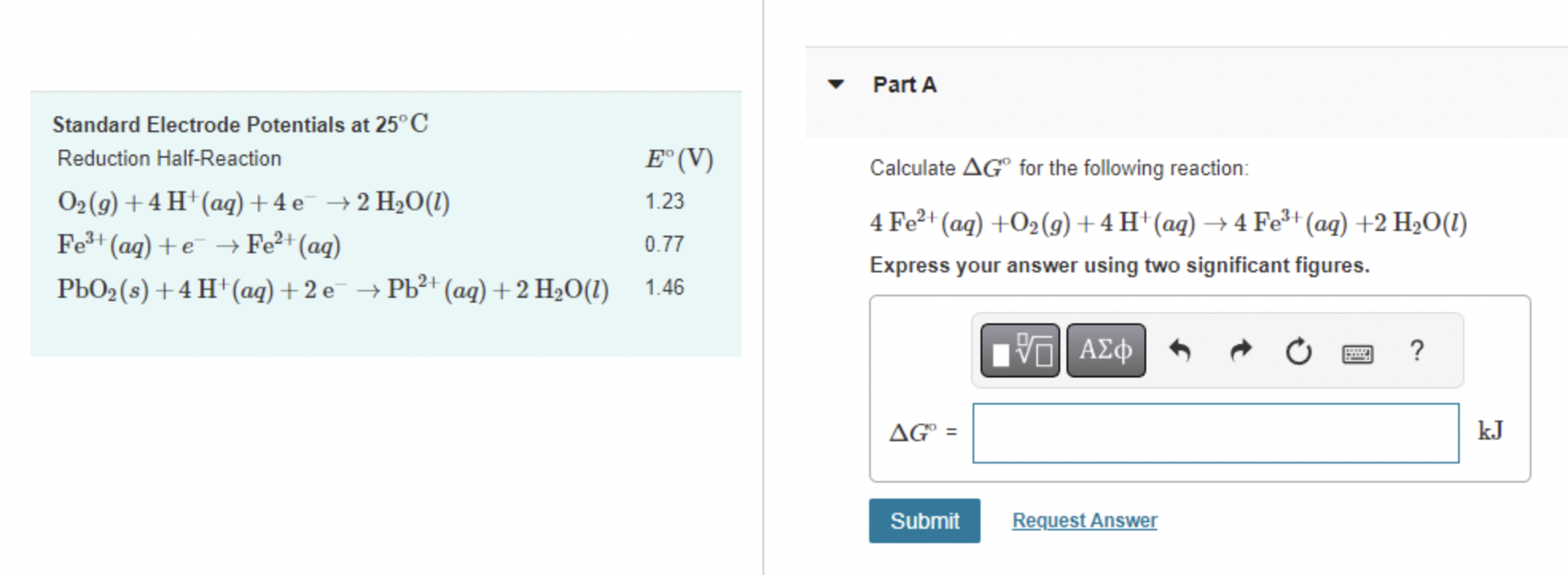 Solved Calculate ΔG∘ for the following reaction: | Chegg.com