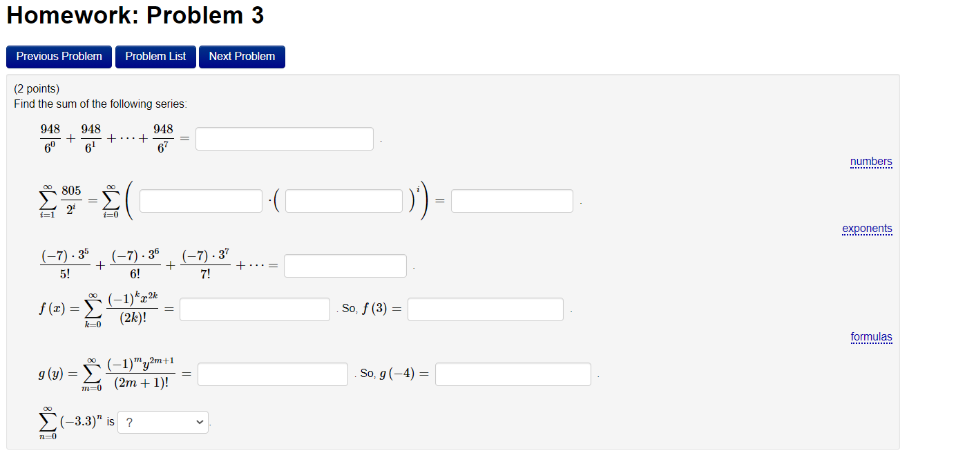 Solved Homework: Problem 3 Previous Problem Problem List | Chegg.com