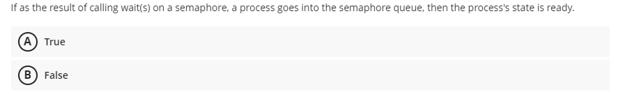 Solved If as the result of calling wait(s) on a semaphore, a | Chegg.com