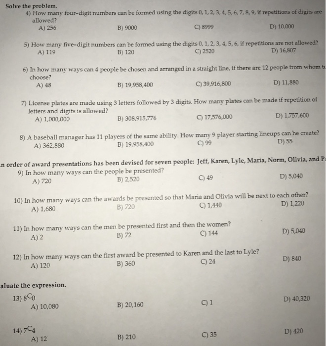Solved Solve The Problem 4 How Many Four digit Numbers Can Chegg