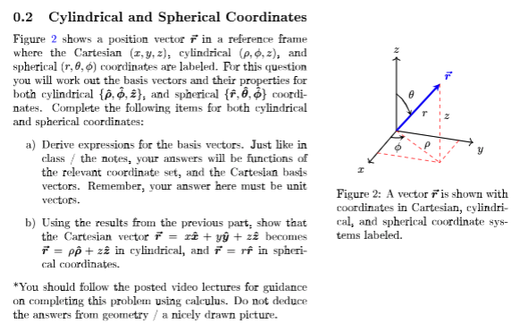 Solved 0.2 Cylindrical and Spherical Coordinates Figure 2 | Chegg.com