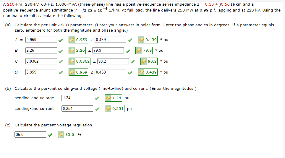 Solved A 210−km,230−kV,60−Hz,1,000-MVA (three-phase) line | Chegg.com