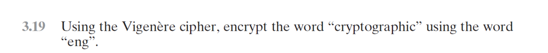 Solved 319 Using The Vigenère Cipher Encrypt The Word