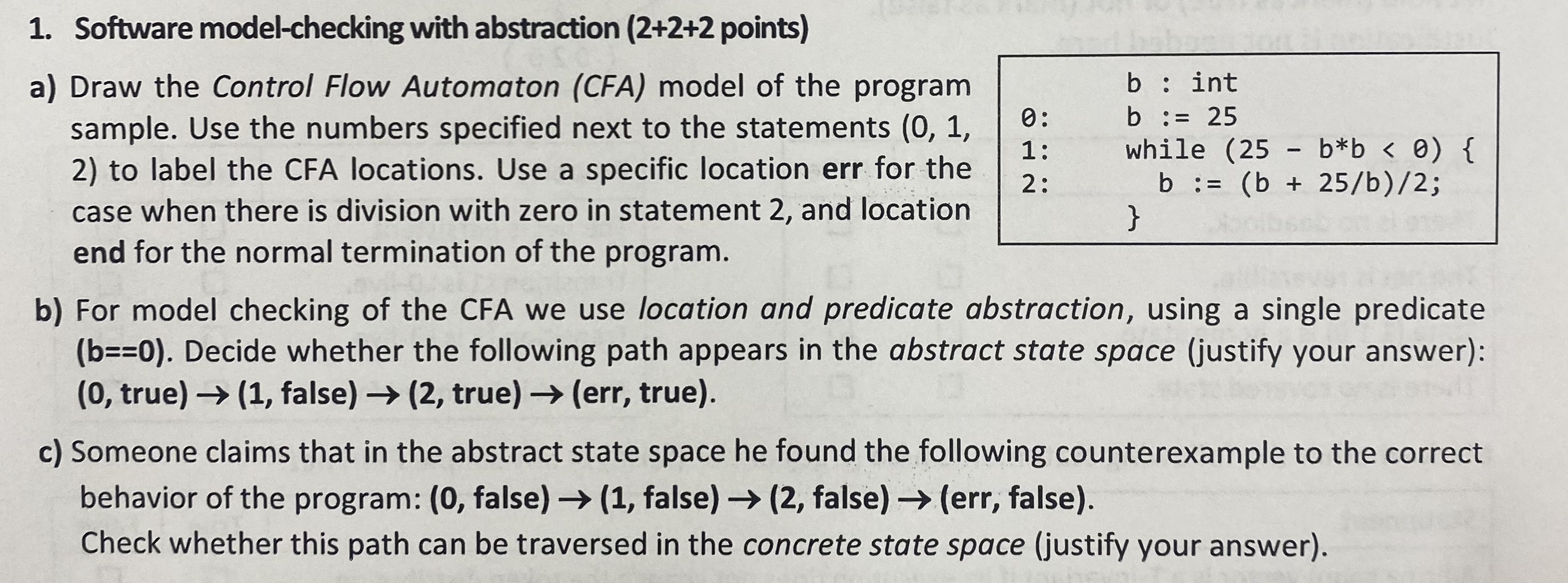 Solved 1 Software Model Checking With Abstraction 222 1081