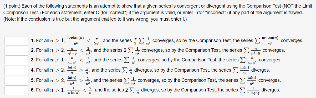 Solved (1 point) Each of the following statements is an | Chegg.com