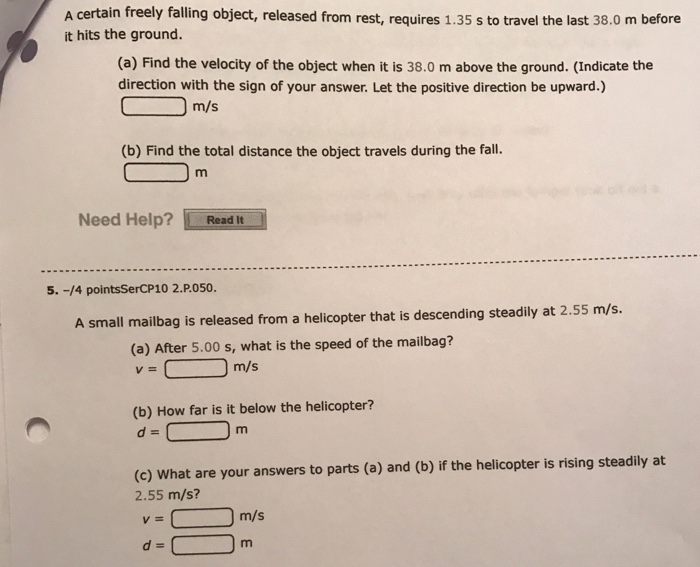 Solved A certain freely falling object, released from rest, | Chegg.com