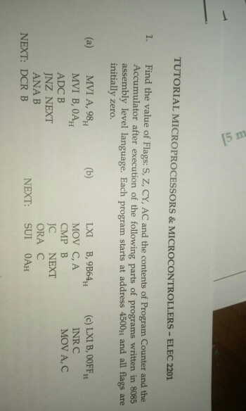 Solved TUTORIAL MICROPROCESSORS & MICROCONTROLLERS - ELEC | Chegg.com