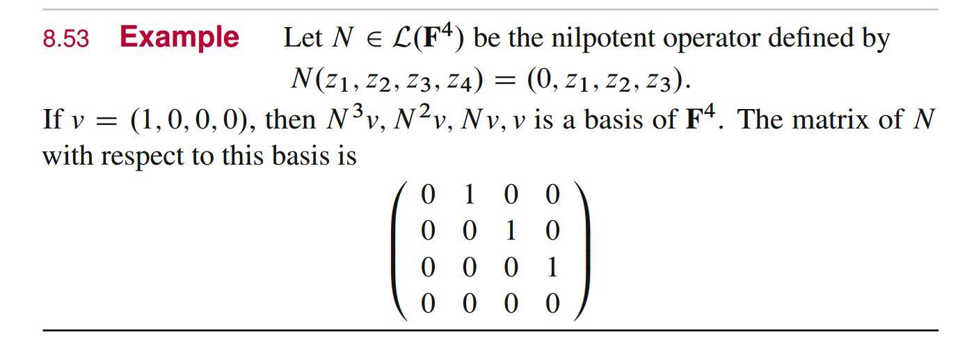 8.53 Example Let N E L(F4) be the nilpotent operator | Chegg.com