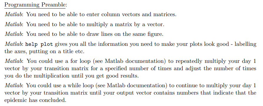 Solved Programming Preamble: Matlab: You need to be able to | Chegg.com