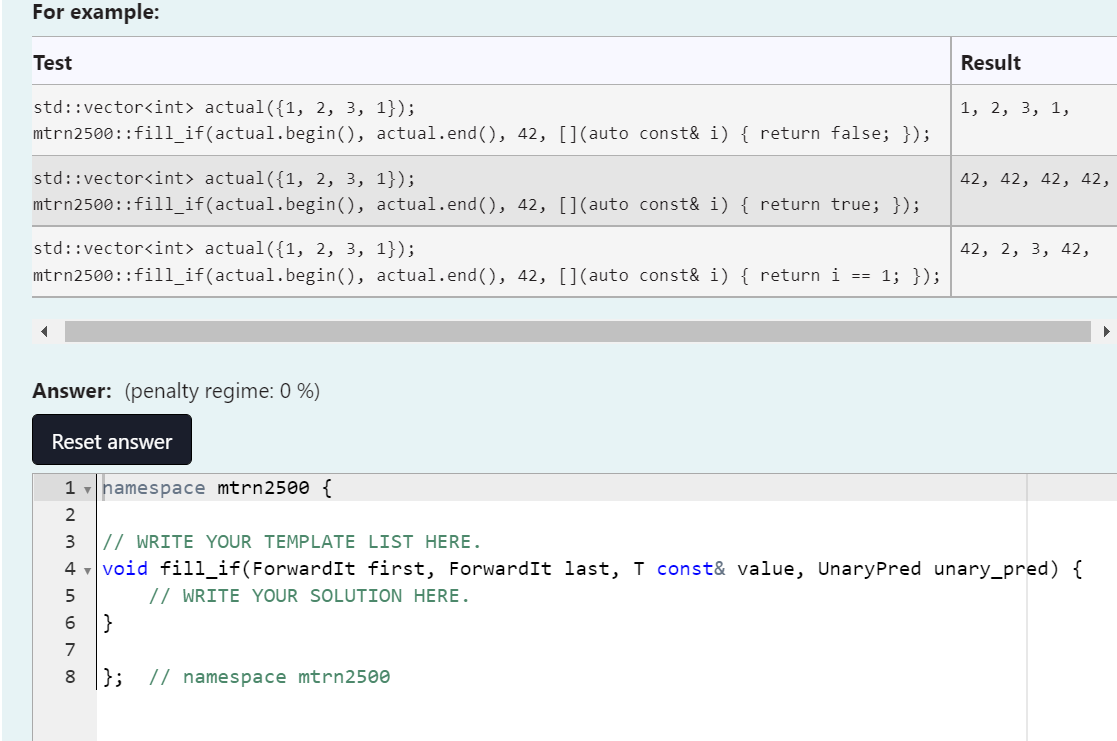Solved Write a templated function,' 'fill_if', which | Chegg.com