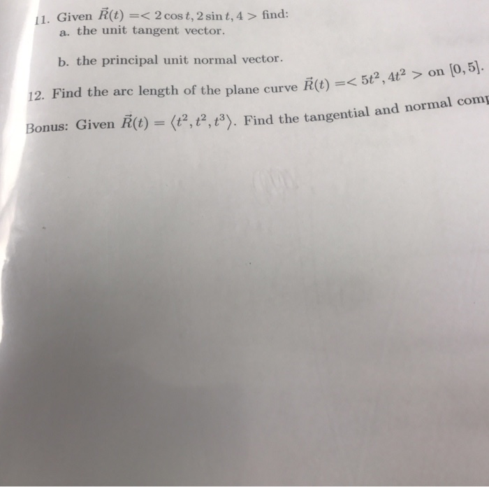 Solved 1 1. Given R(t)- find: a. the | Chegg.com