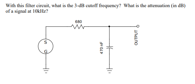 Solved With this filter circuit, what is the 3-dB cutoff | Chegg.com