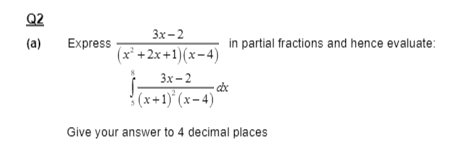 Solved Q2 (a) Express (x2+2x+1)(x−4)3x−2 in partial | Chegg.com