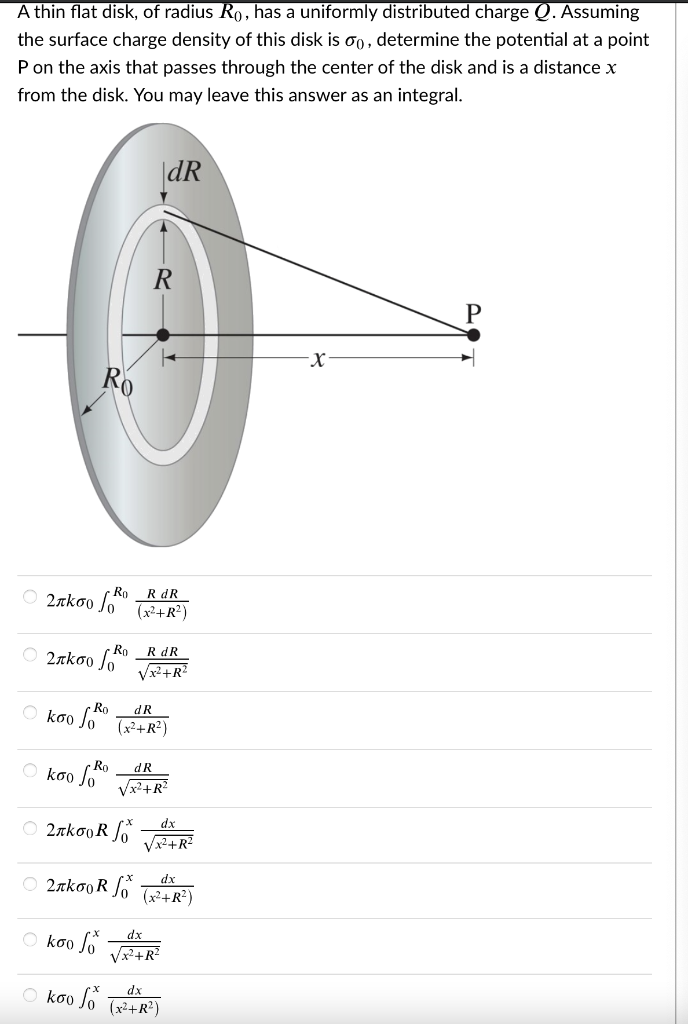Solved A thin flat disk, of radius Ro, has a uniformly | Chegg.com