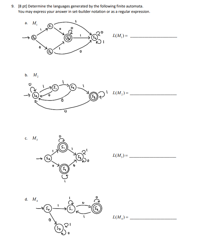 Solved 9. [8 pt] Determine the languages generated by the | Chegg.com