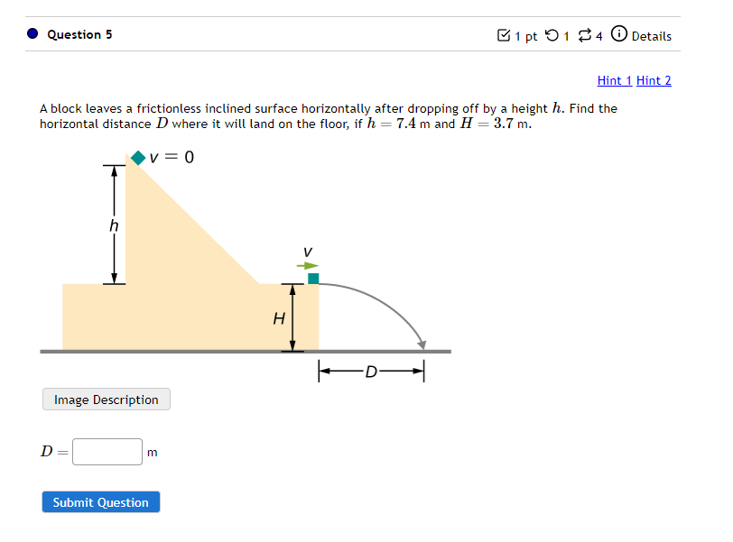 Solved A block leaves a frictionless inclined surface | Chegg.com