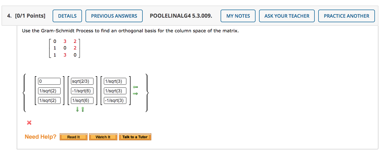 Solved 4. [0/1 Points] DETAILS PREVIOUS ANSWERS POOLELINALG4 | Chegg.com