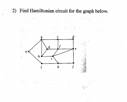 Solved 2) Find Hamiltonian circuit for the graph below. h 1 | Chegg.com