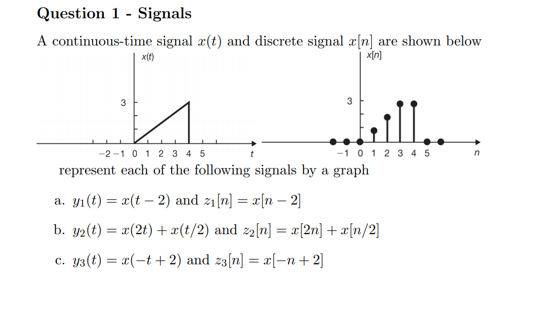 Solved Question 1 Signals A continuous-time signal x(t) and | Chegg.com Solved Question 1 Signals A continuous-time signal x(t) and | Chegg.com