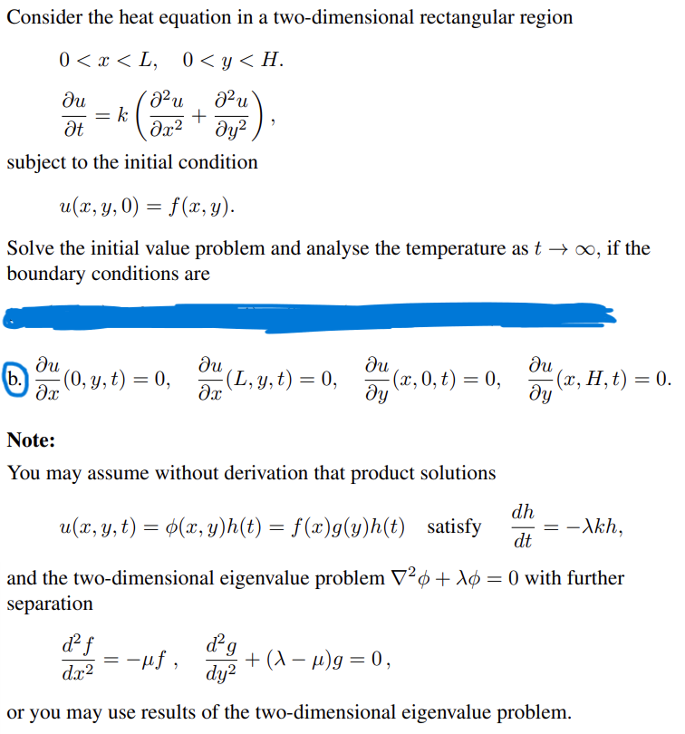 Solved Consider the heat equation in a two-dimensional | Chegg.com