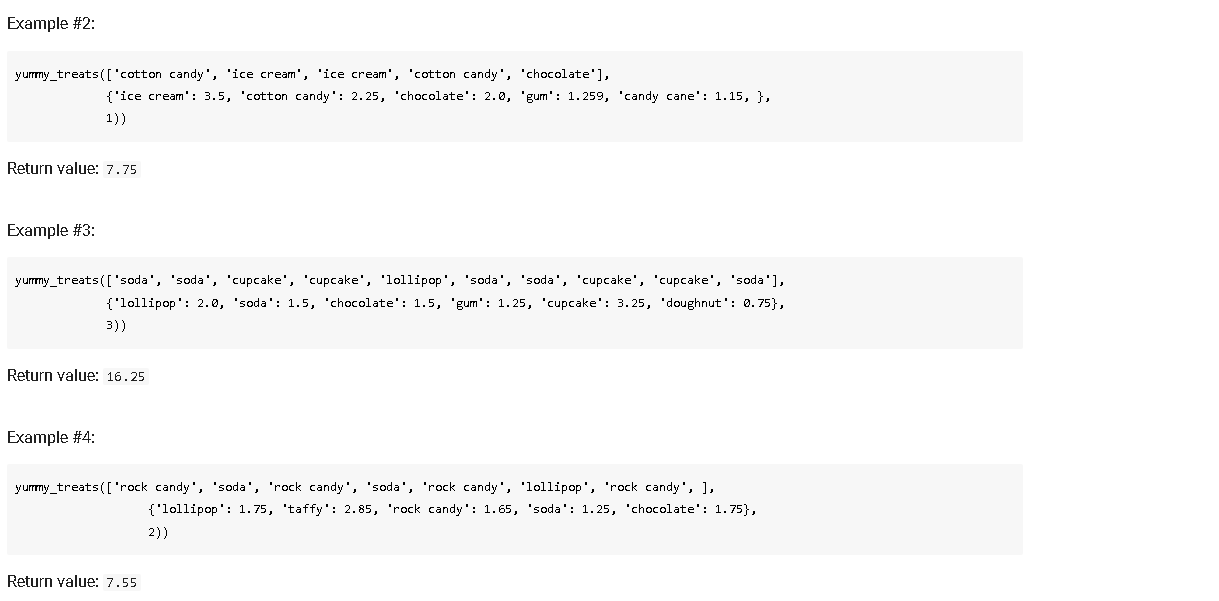 Solved - Part 3: Buying Yummy Treats to Share (8 points) A | Chegg.com
