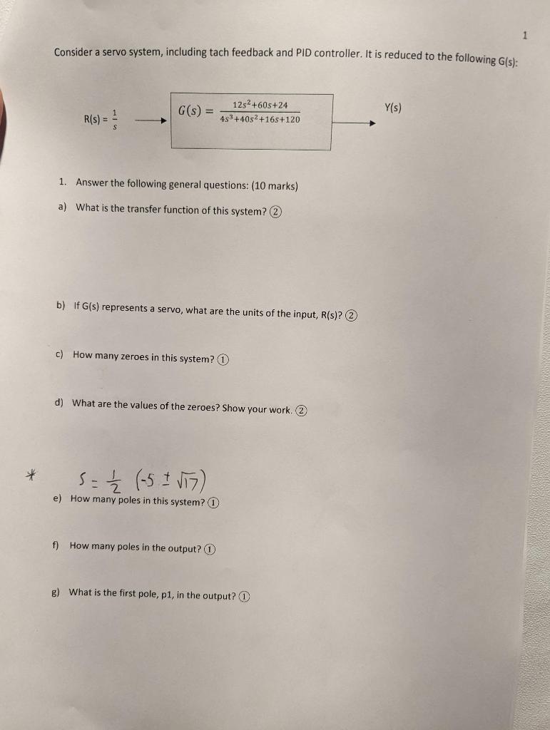 Solved Consider a servo system, including tach feedback and | Chegg.com
