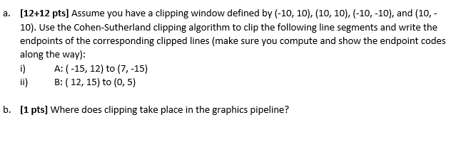 a. [12+12 pts] Assume you have a clipping window | Chegg.com