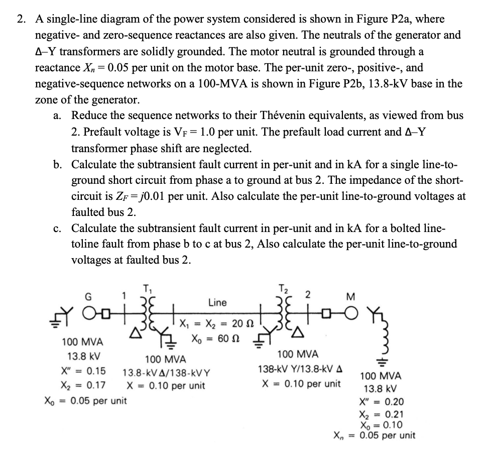 Solved 2. A single-line diagram of the power system | Chegg.com