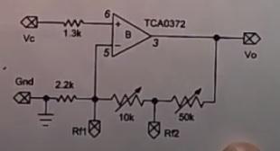 Solved TCA0372 w 1.3k Vc B 3 5 Vo Gnd 2.2k w 10k SOK RM03 R2 | Chegg.com