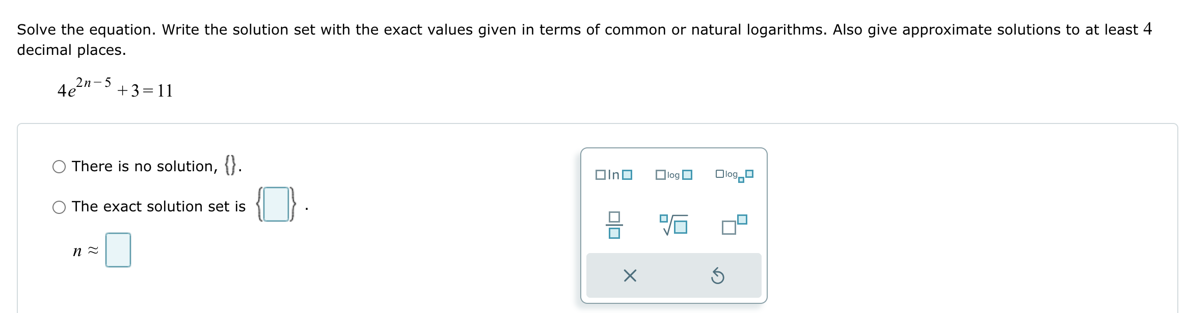 Solved Solve the equation. Write the solution set with the | Chegg.com