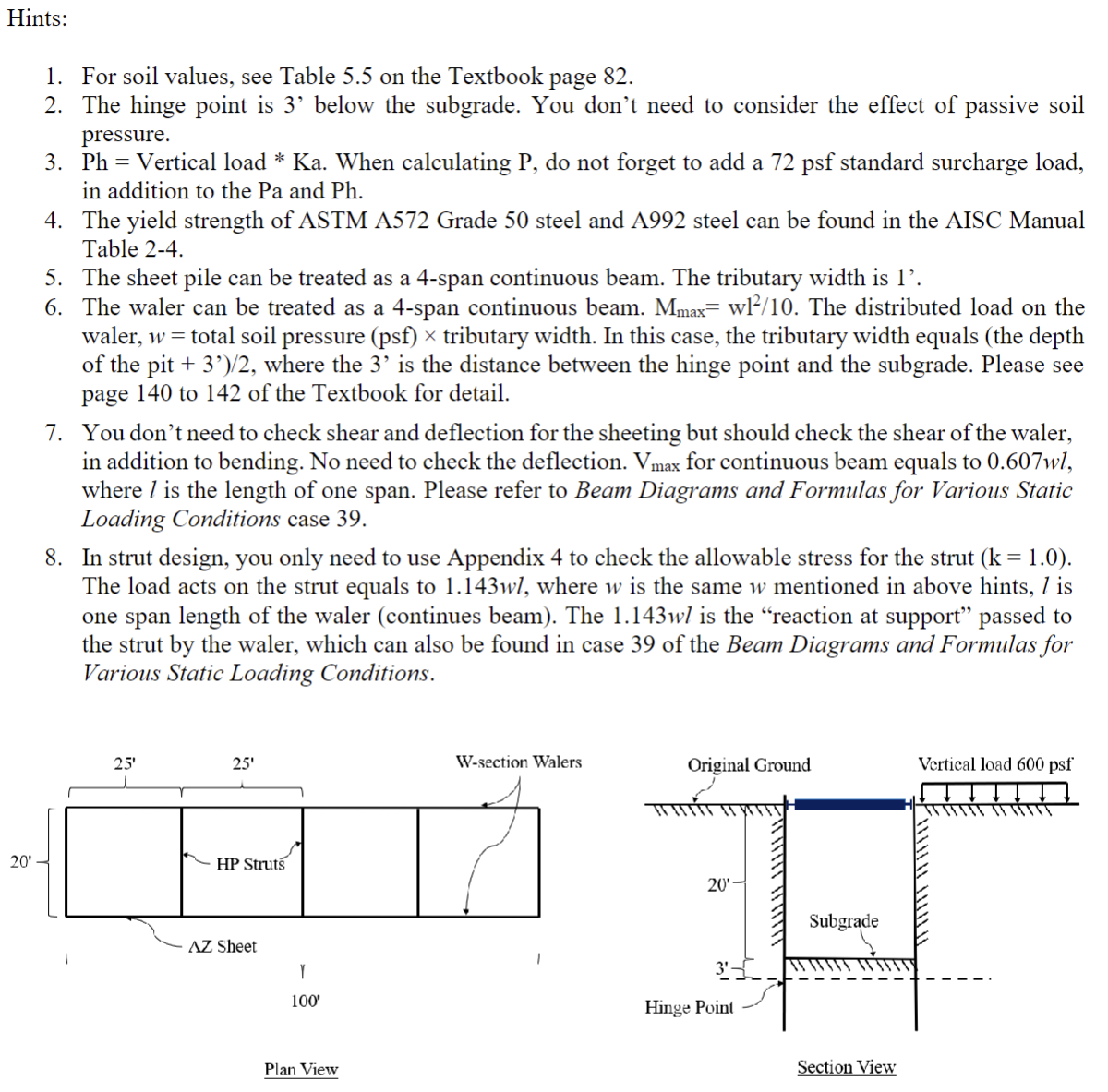 Design the support of excavation ( SOE ) for the | Chegg.com