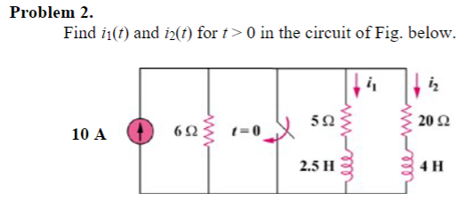 Solved Problem 2. Find if(t) and i2(t) for t> 0 in the | Chegg.com