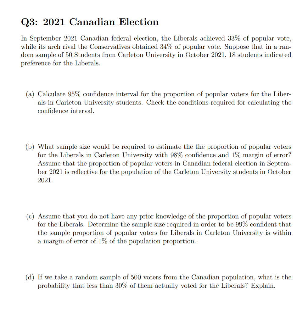 Solved Q3: 2021 Canadian Election In September 2021 Canadian | Chegg.com