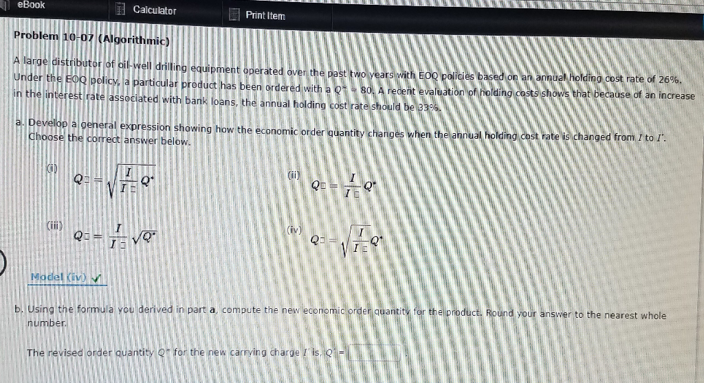 Solved eBook E Calculator E Print Item Problem 10-07 | Chegg.com