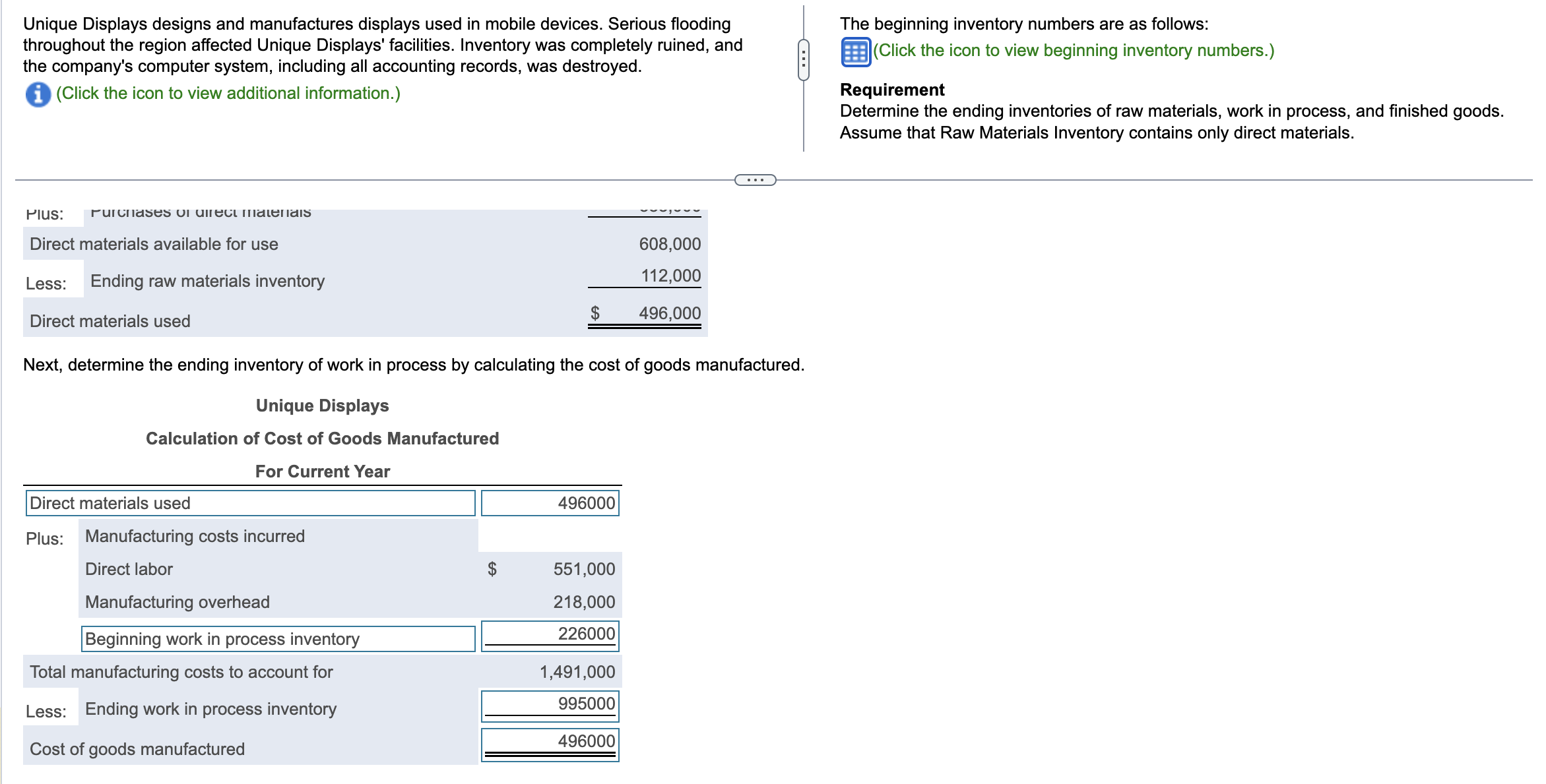 Solved Unique Displays designs and manufactures displays | Chegg.com