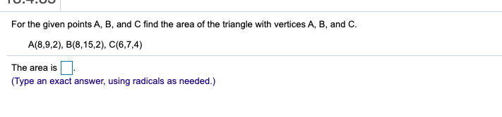 Solved TU.T.UU For the given points A, B, and C find the | Chegg.com