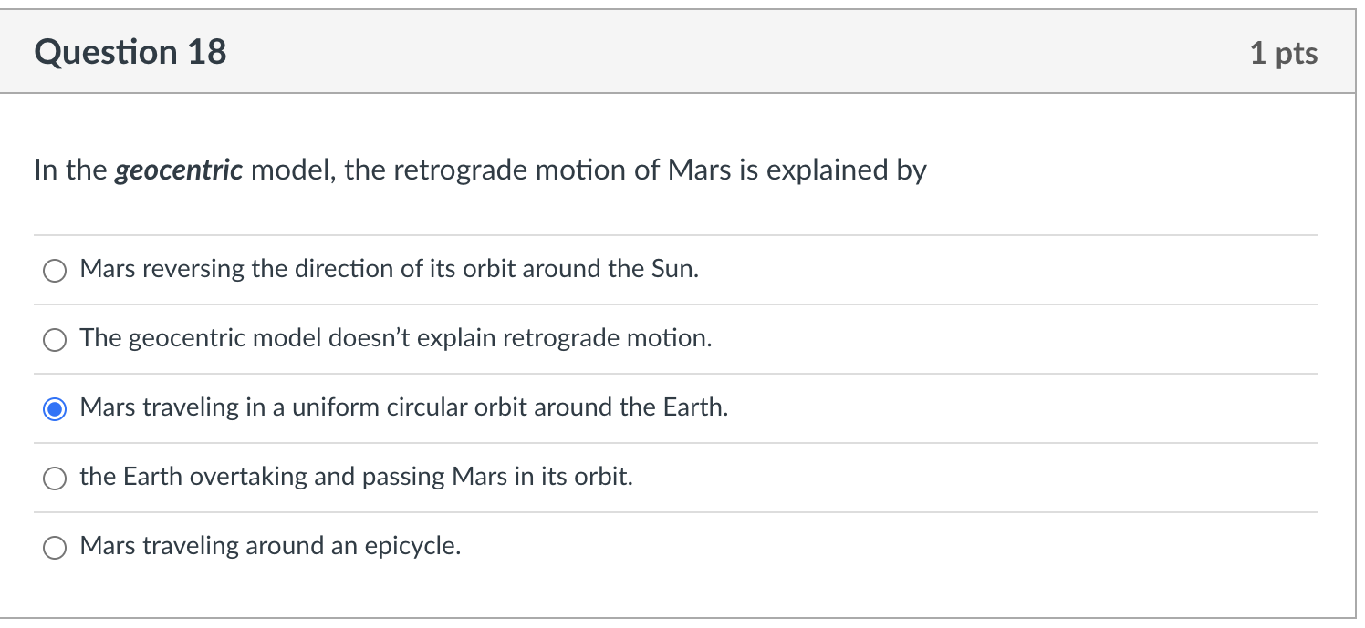 Solved In the geocentric model, the retrograde motion of | Chegg.com