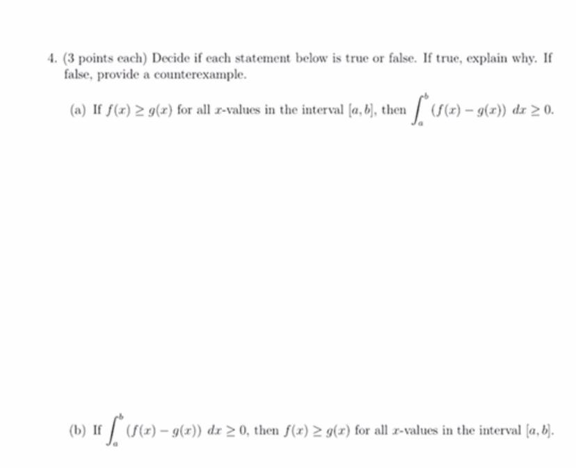 Solved 4. (3 points each) Decide if each statement below is | Chegg.com