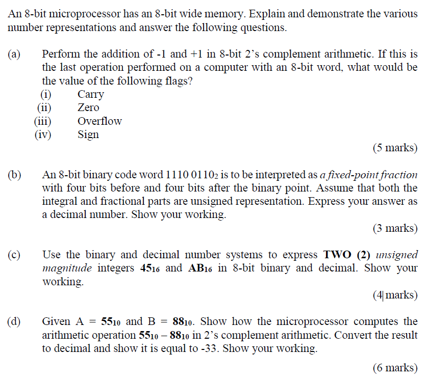 Solved An 8-bit microprocessor has an 8-bit wide memory. | Chegg.com