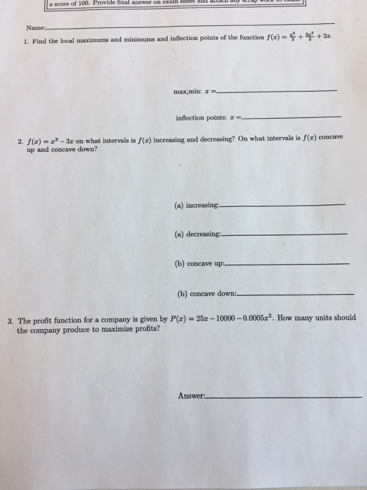 Solved Find the local maximum and minimum and inflection | Chegg.com