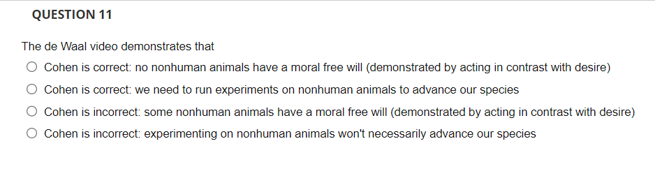 The de Waal video demonstrates that | Chegg.com