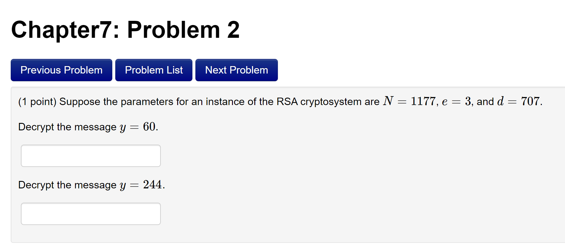 Solved (1 point) Suppose the parameters for an instance of | Chegg.com