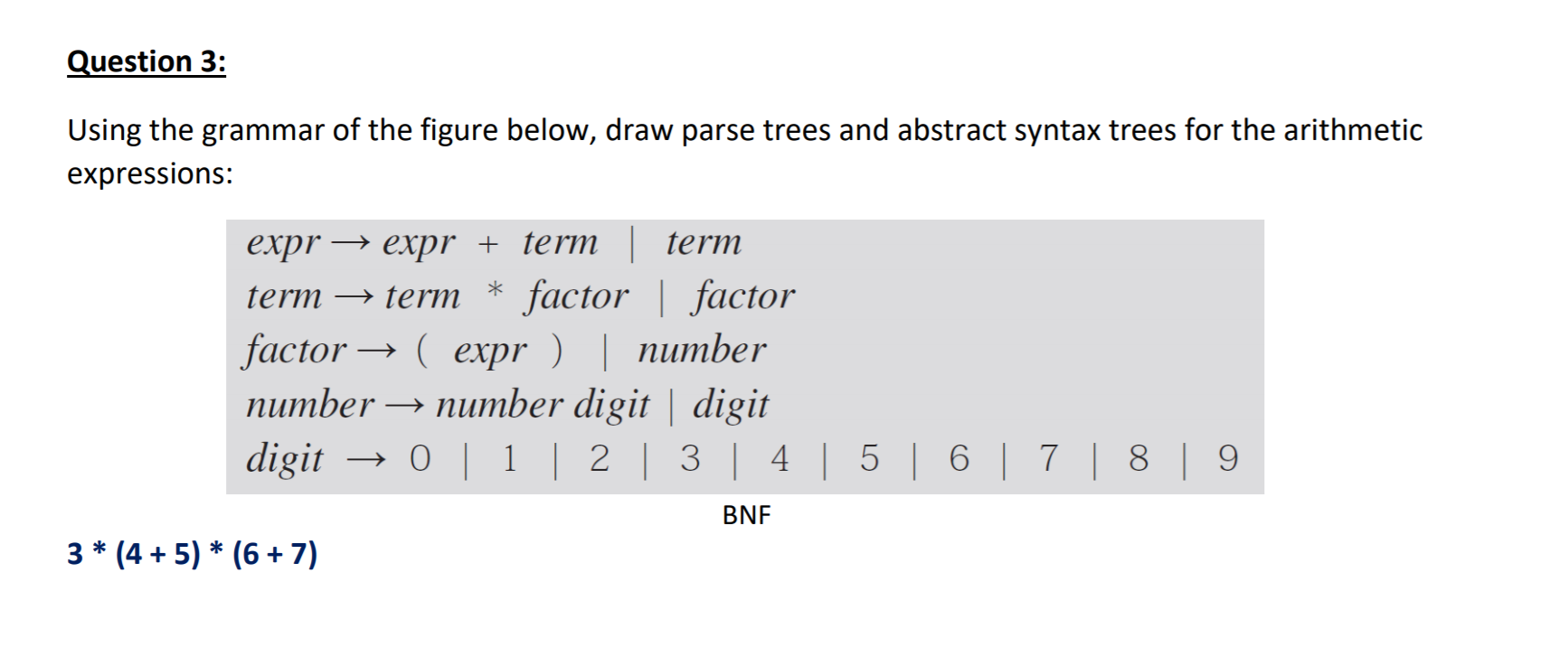 Solved Question 3: Using the grammar of the figure below, | Chegg.com
