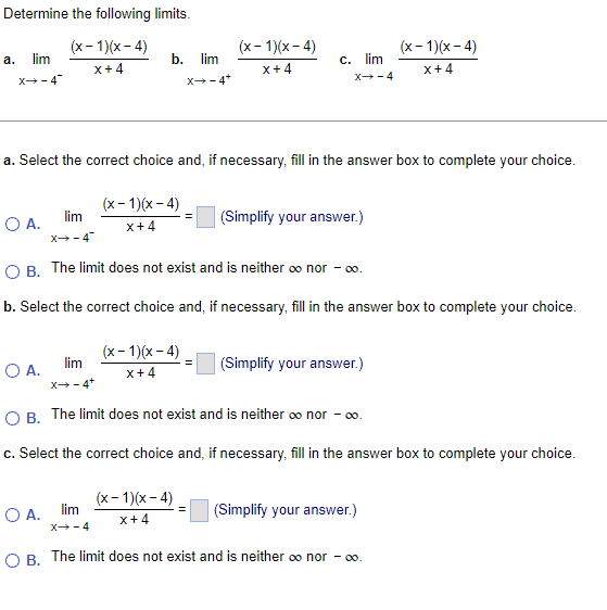 Solved Determine the following limits. a. | Chegg.com