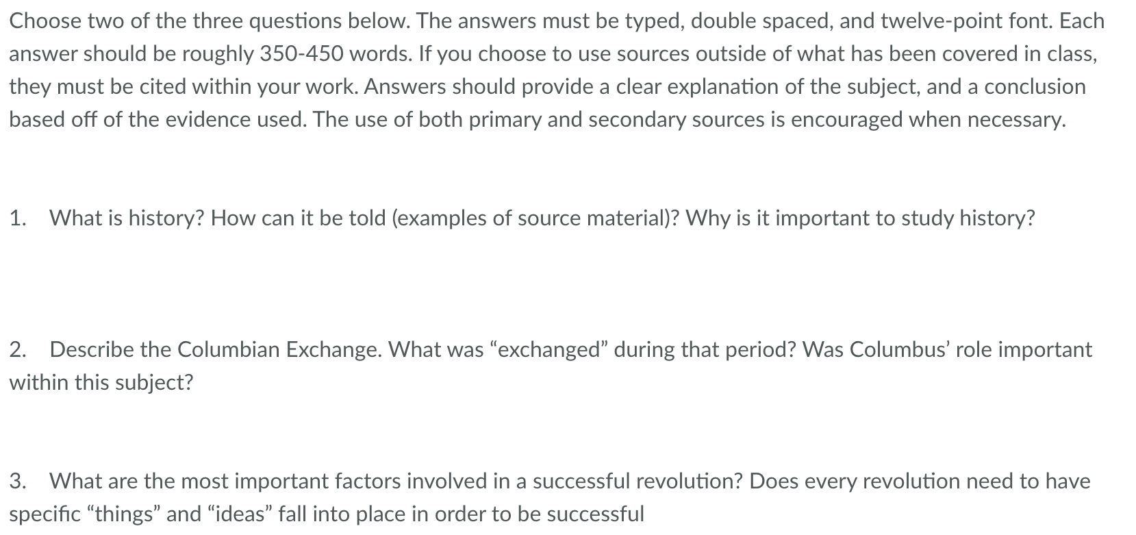 Choose two of the three questions below. The answers | Chegg.com