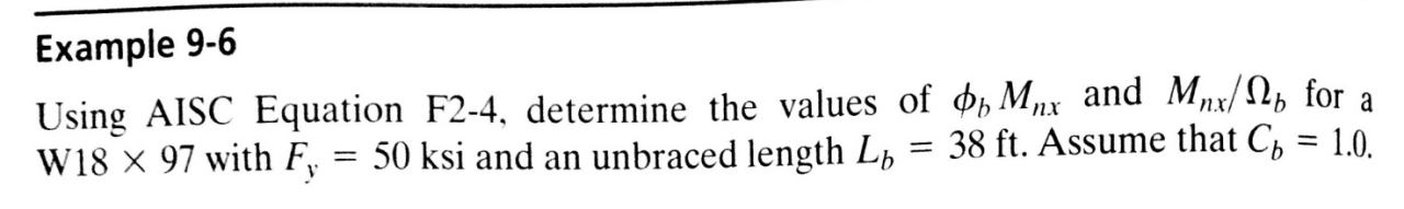 Solved Example 9-6 Using AISC Equation F2-4, determine the | Chegg.com