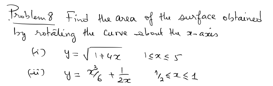 Solved Problem 8 Find the area of the surface obtained by | Chegg.com