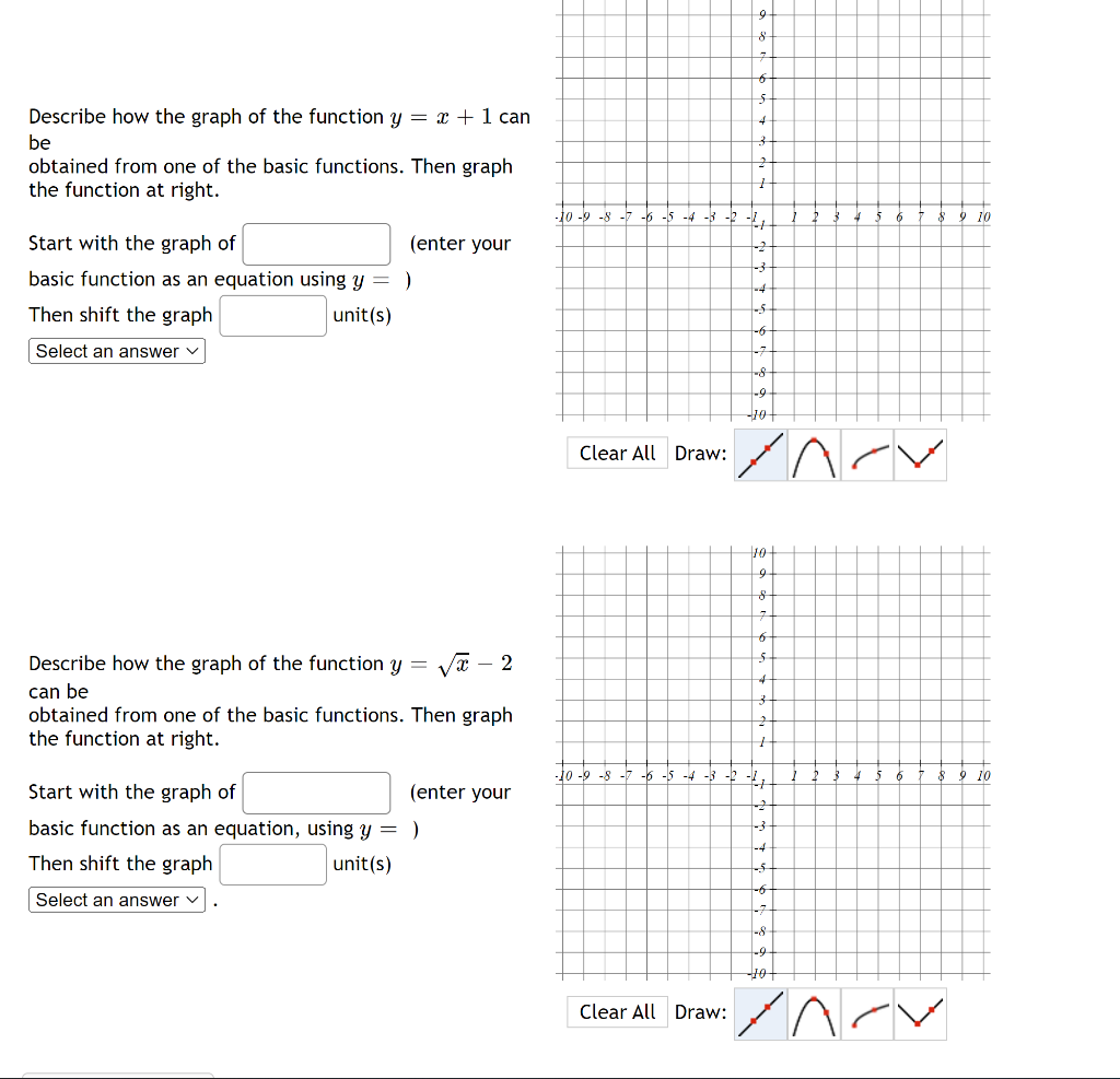 Solved 0 8 Describe how the graph of the function y = x +1 | Chegg.com