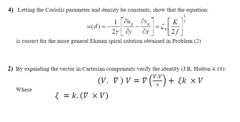 Solved Letting the Coriolis parameter and density be | Chegg.com